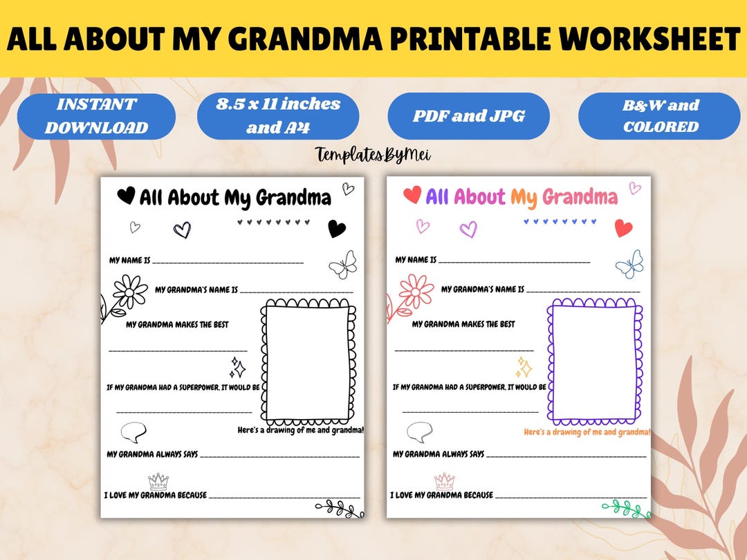 All About My Grandma Printable Worksheet – Mother’s Day Classroom ...