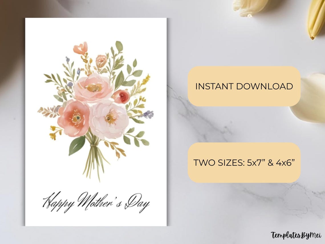 Mothers Day Card Printable, Digital Download Greeting Card, Happy ...