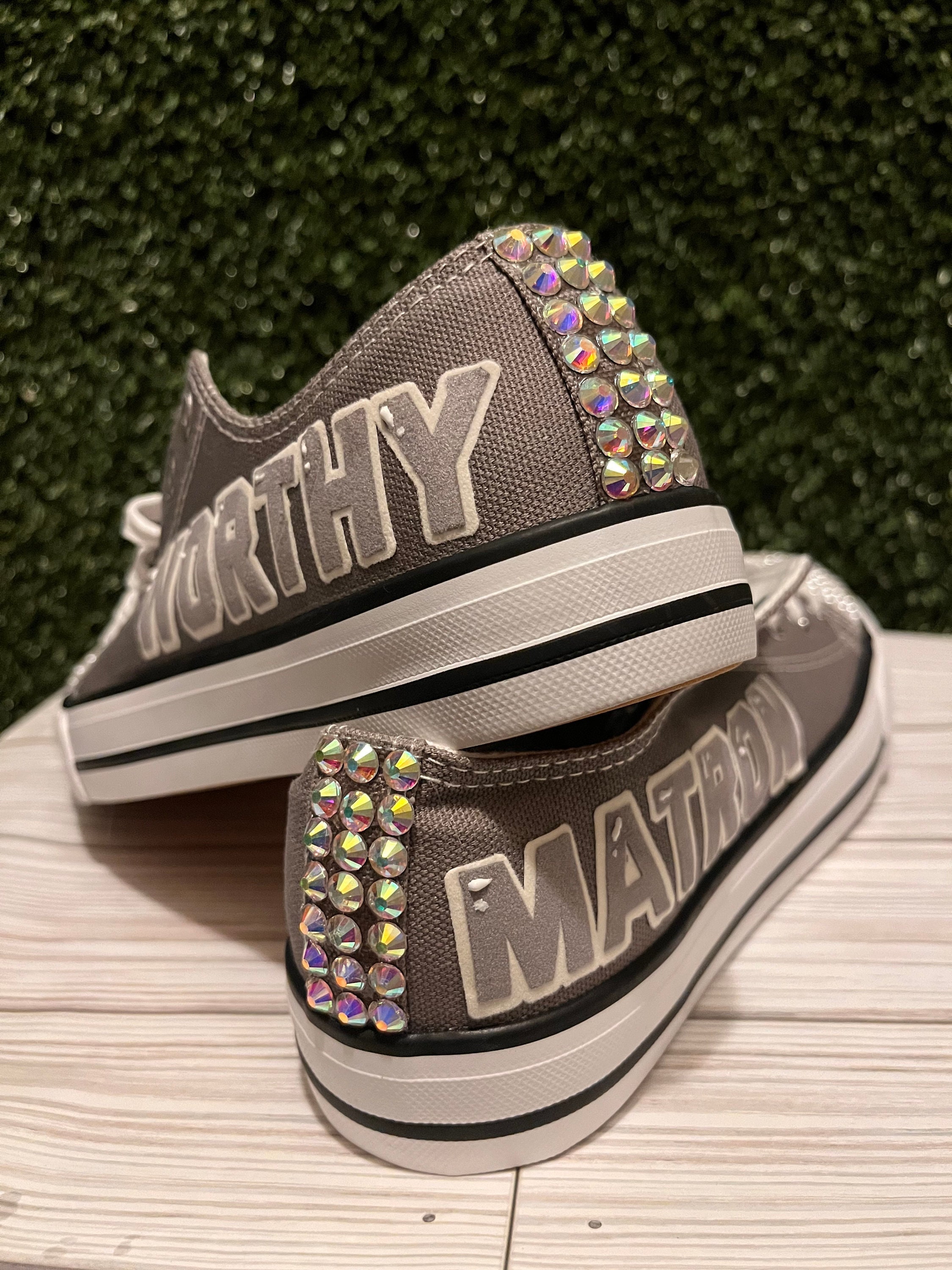 Diamonds and Pearls OES Varsity-style Bling Glam Sneakers - Etsy