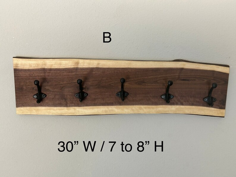 Live Edge Black Walnut Wall Mount Coat Rack - Etsy