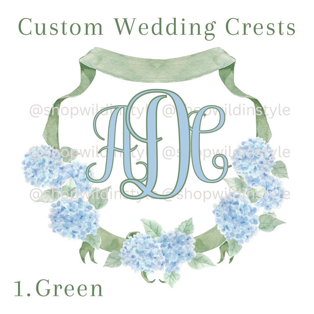 Hydrangea Wedding Crests (4 Color Options) - Etsy