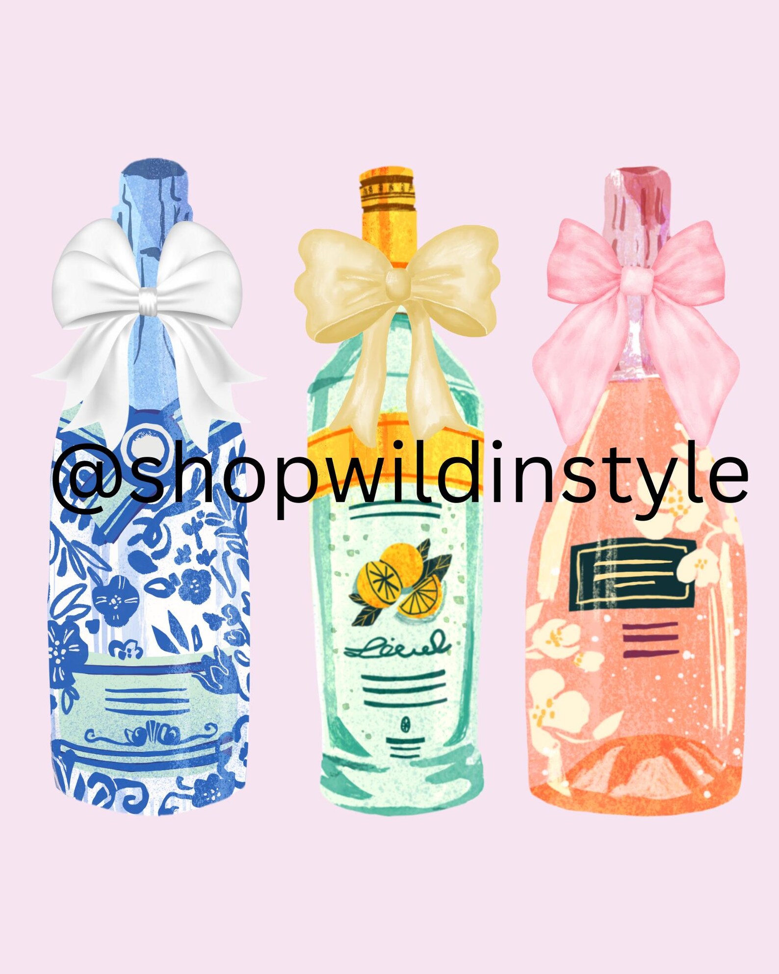 Pink & Preppy Alcohol Bottles Digital Poster 16x20 | Digital Poster ...