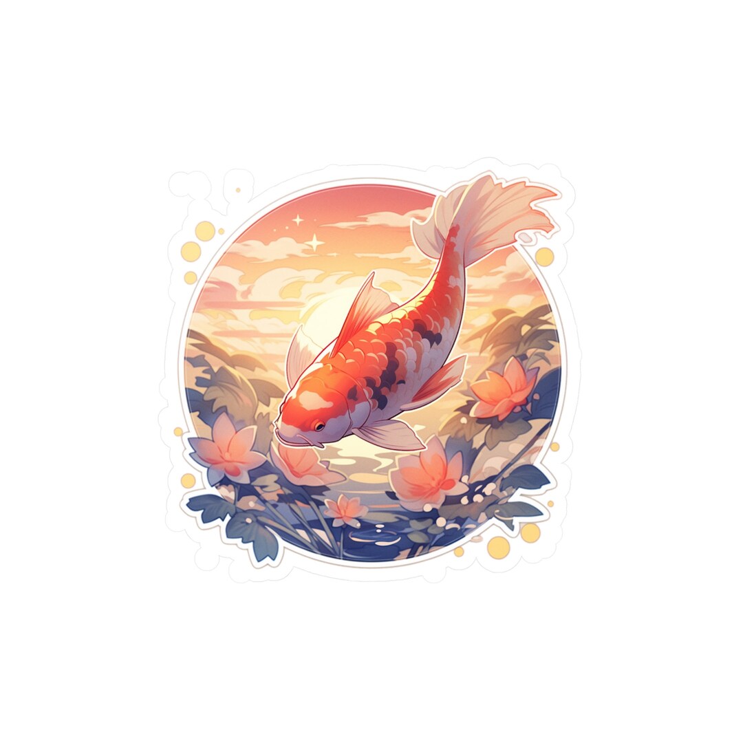 Beautiful Koi Fish Sticker Vinyl Sticker Water Bottle Sticker - Etsy