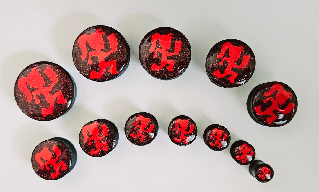 Juggalette Inspired Ear Gauges Plugs Red and Black Pair 6mm to 52mm - Etsy