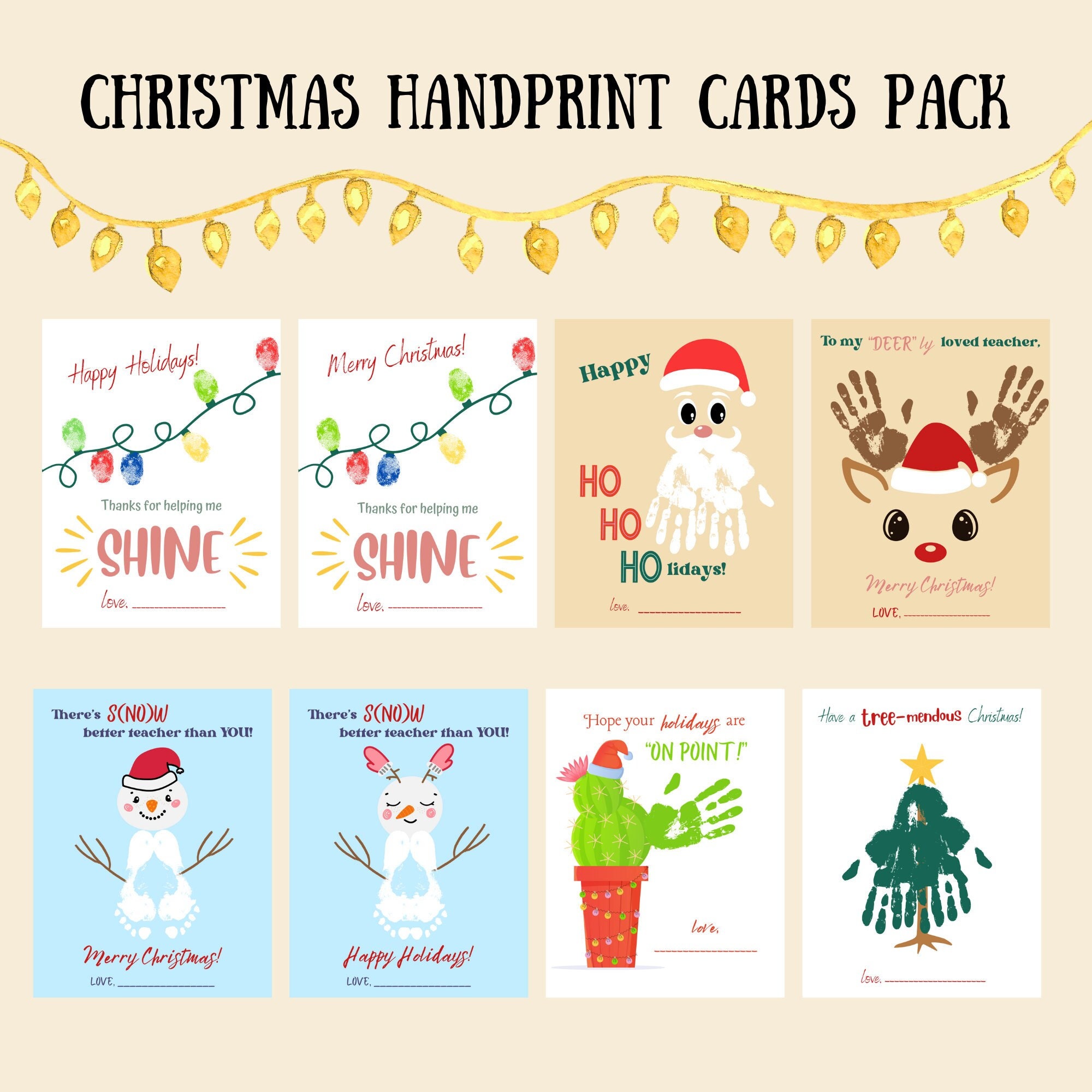 Christmas/holiday Handprint Cards for Teacher Gifts, Christmas Craft ...