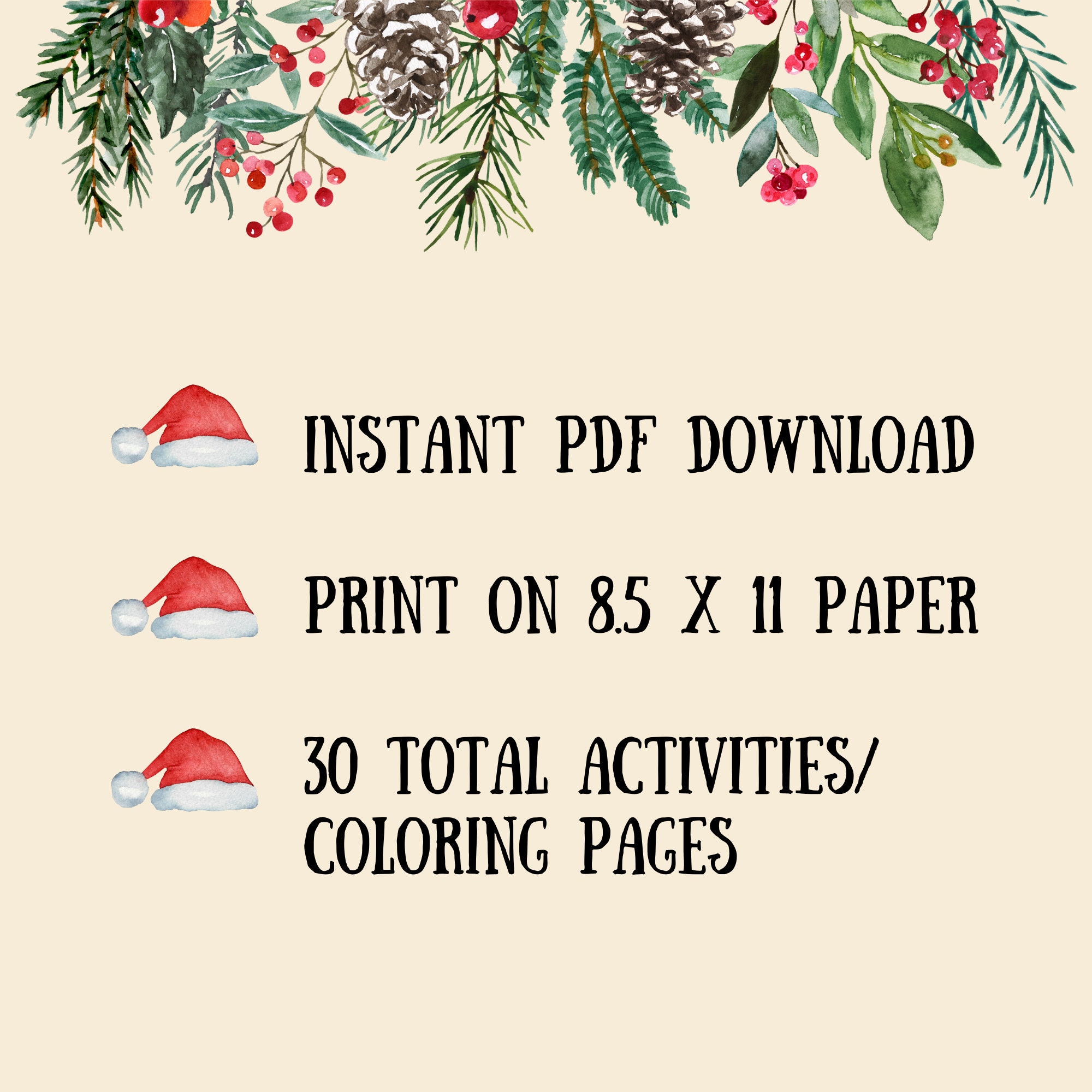Christmas Activity Pack, Printable Christmas Activities and Coloring ...