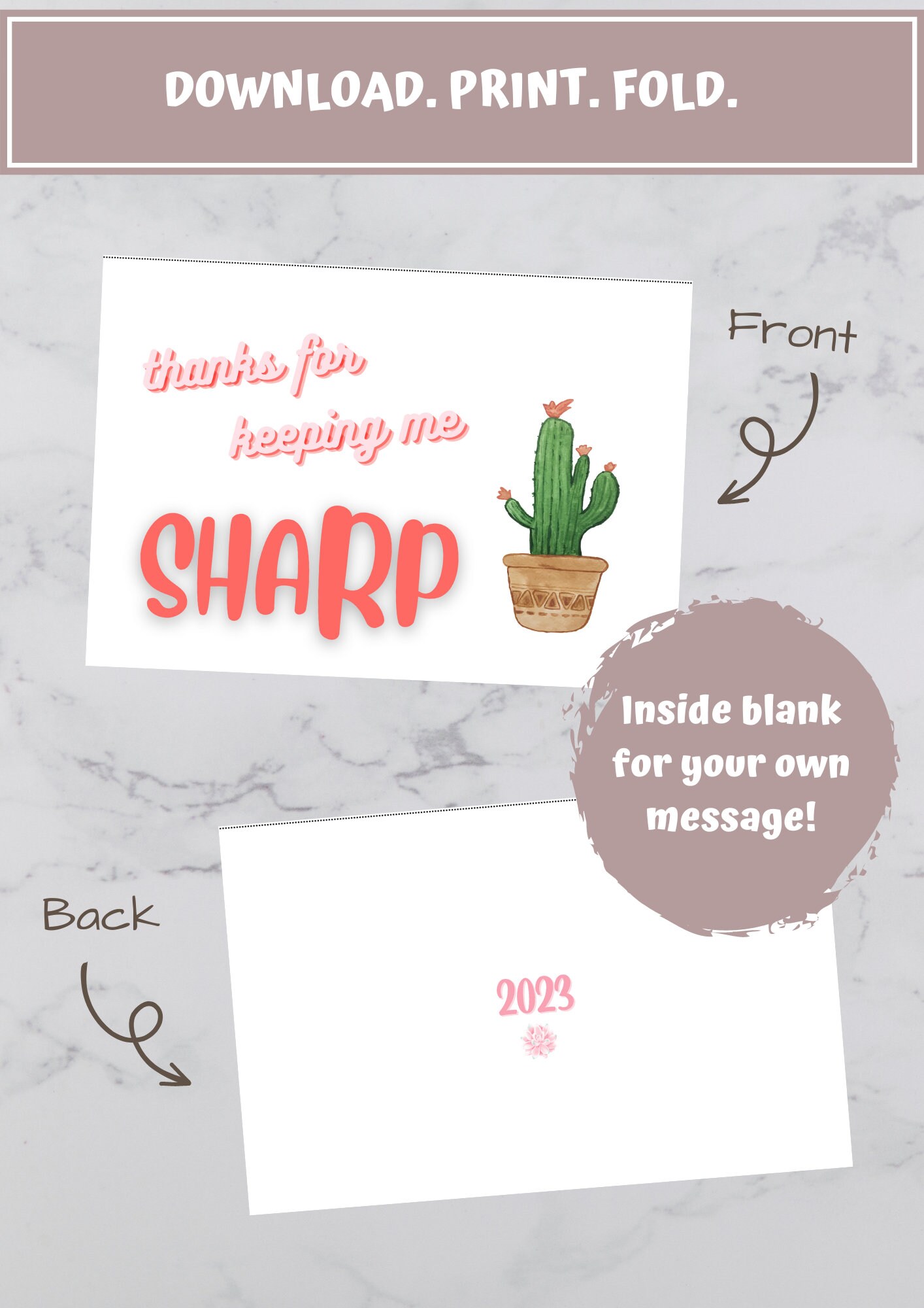 Printable Teacher Card, Thank You Card, End of Year Teacher Card ...