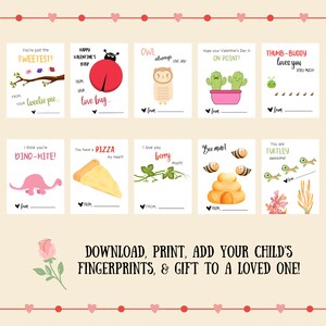 Printable Valentine's Day Fingerprint Cards, Handprint Craft, Valentine ...