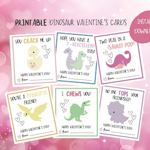 Printable Dinosaur Valentine's Cards, Instant Download, Digital File - Etsy