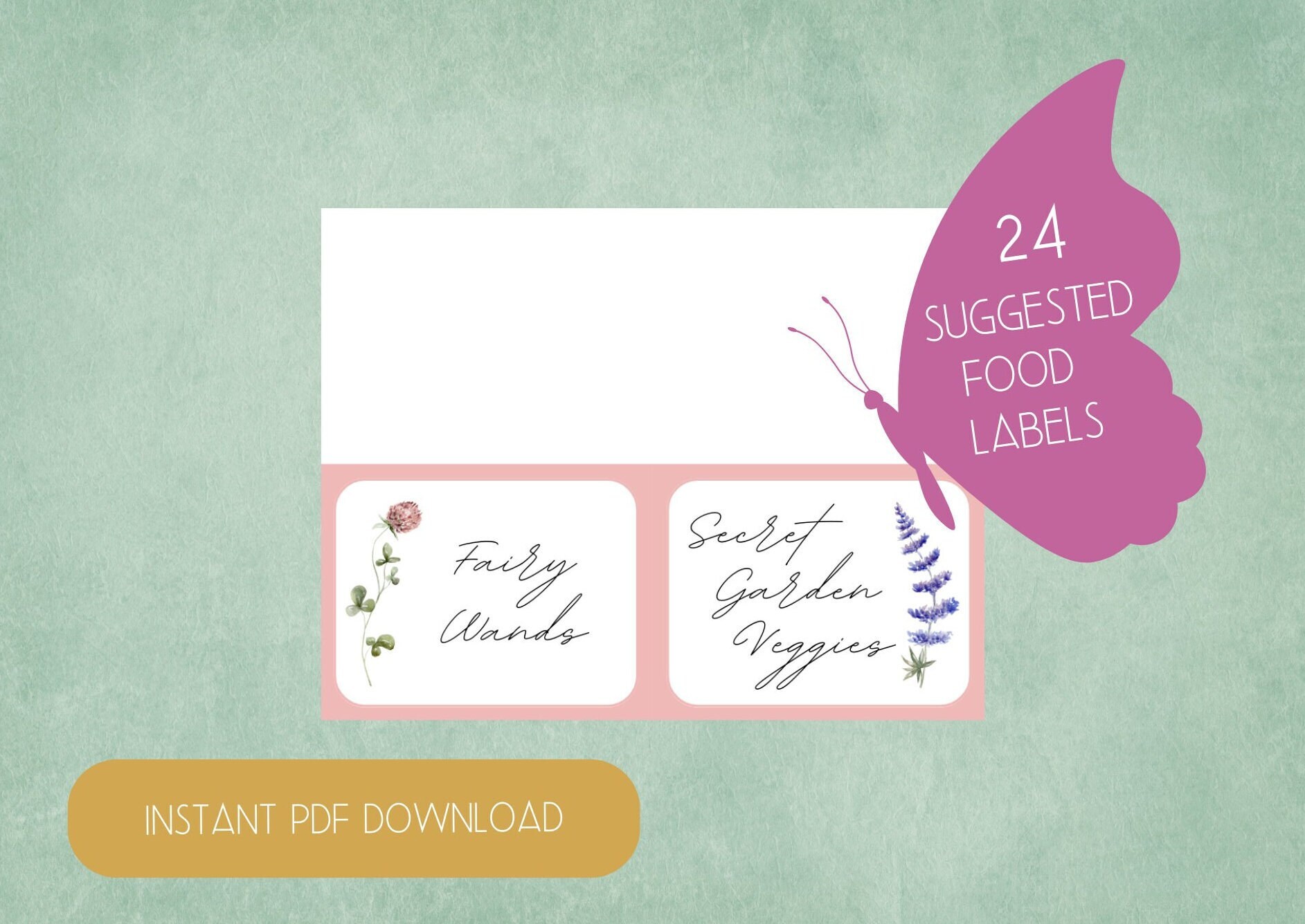Floral Fairy Birthday Party Food Labels, Fairy First, Digital File ...