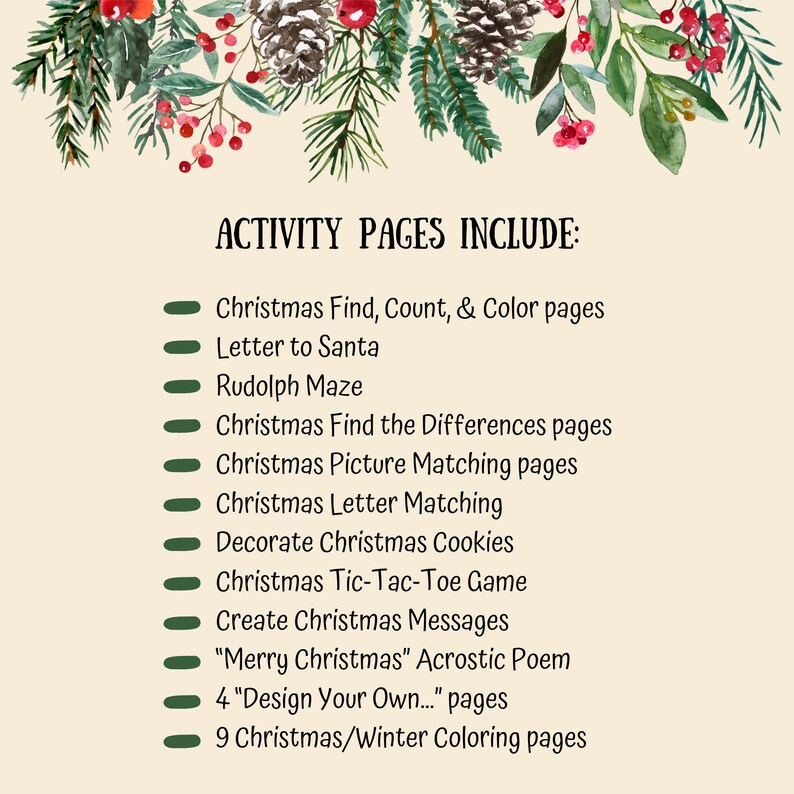 Christmas Activity Pack, Printable Christmas Activities and Coloring ...