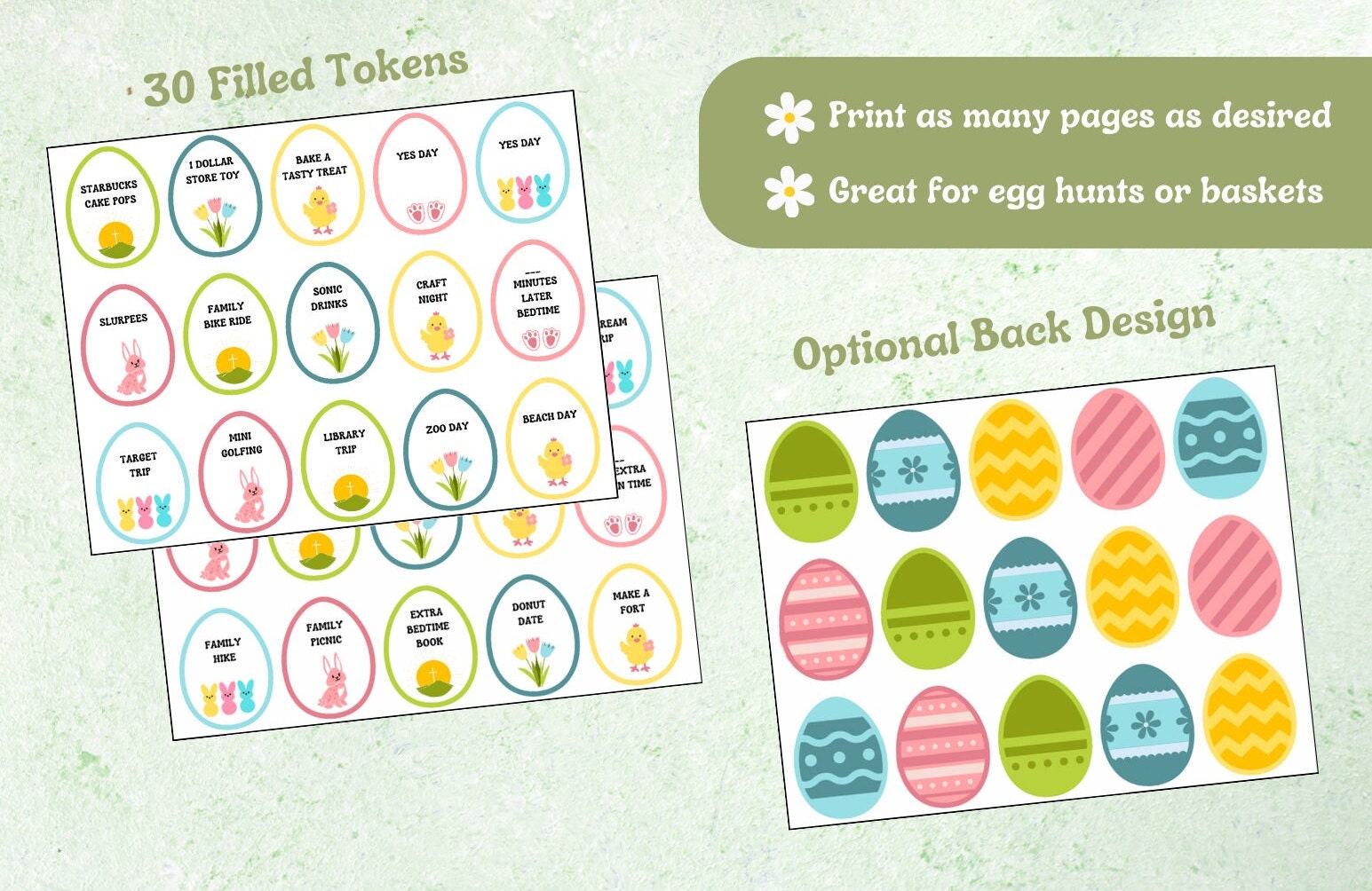 Printable Easter Egg Coupon Tokens, Instant PDF Download - Etsy