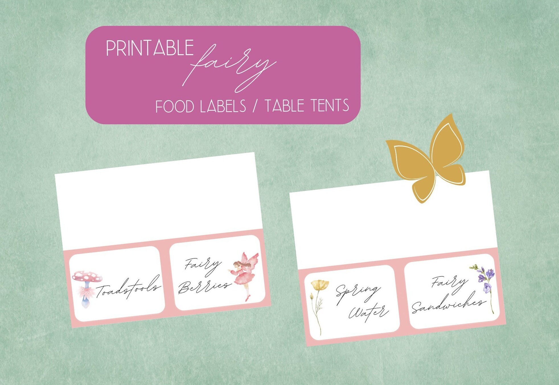 Floral Fairy Birthday Party Food Labels, Fairy First, Digital File ...