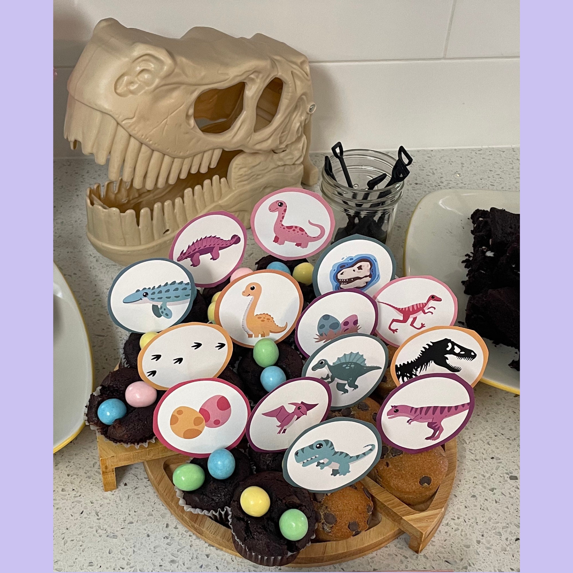 Simple, Modern Dinosaur Cupcake Toppers, Digital File, Instant Download ...