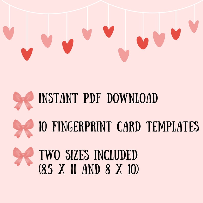 Printable Valentine's Day Fingerprint Cards, Handprint Craft, Valentine ...
