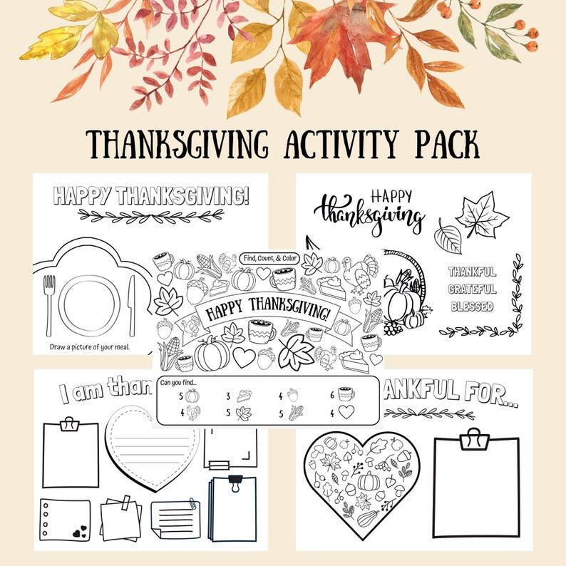 Thanksgiving Activity Printable, Thanksgiving Coloring, I Am Thankful ...