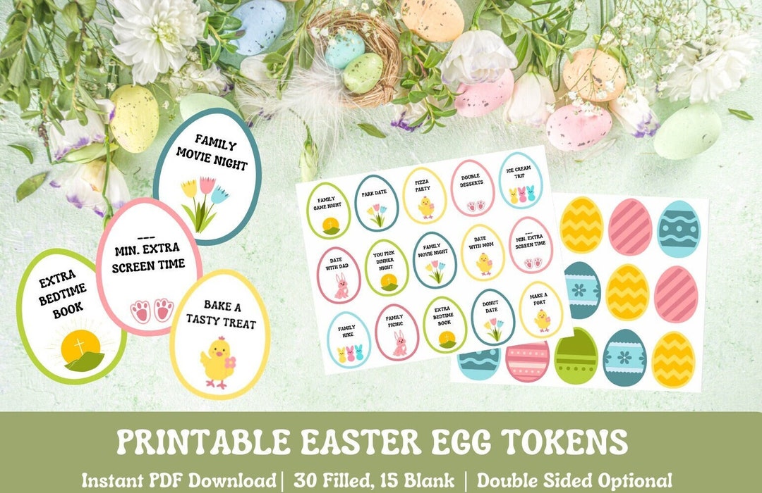 Printable Easter Egg Coupon Tokens, Instant PDF Download - Etsy