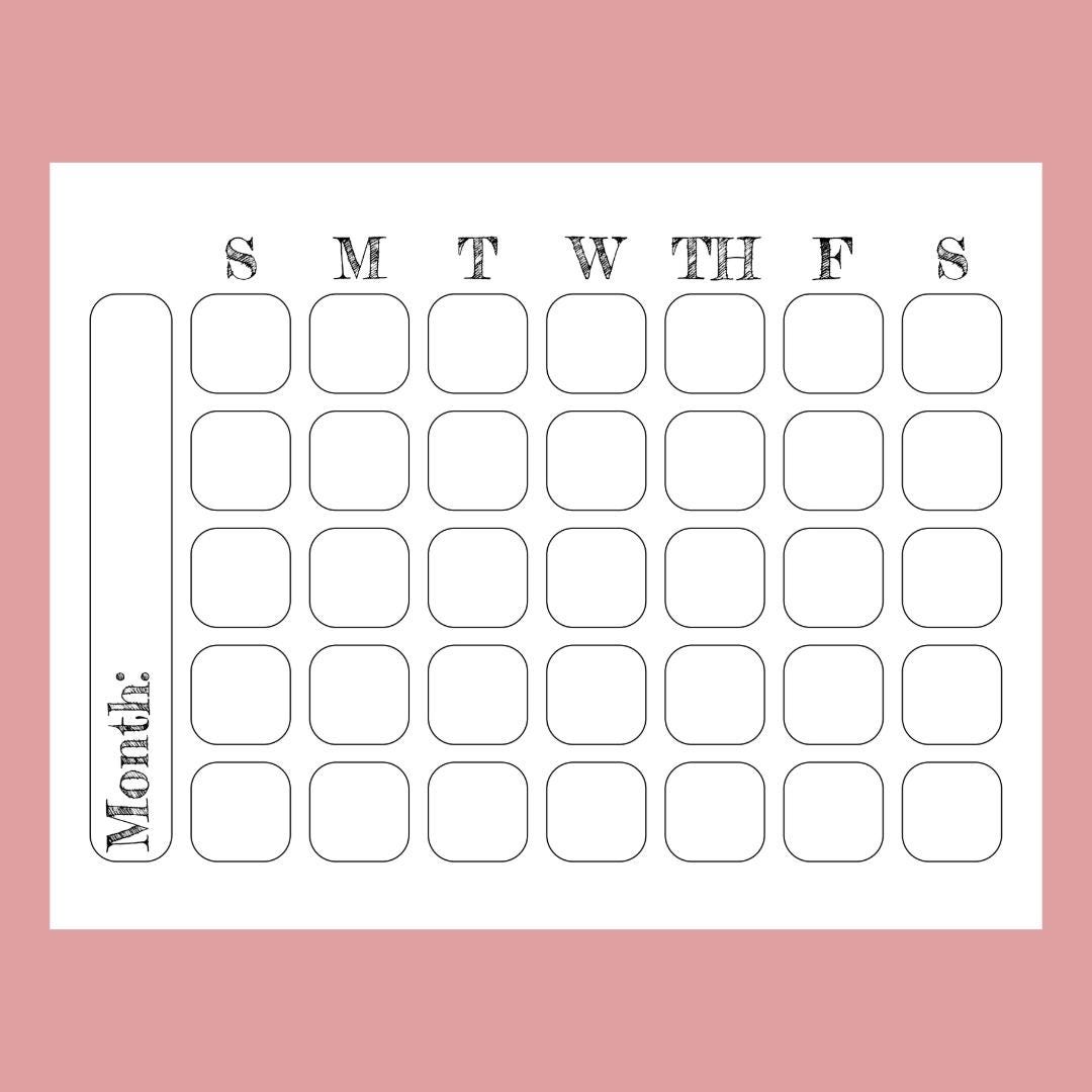 Blank Month Calendar PDF Printable - Etsy
