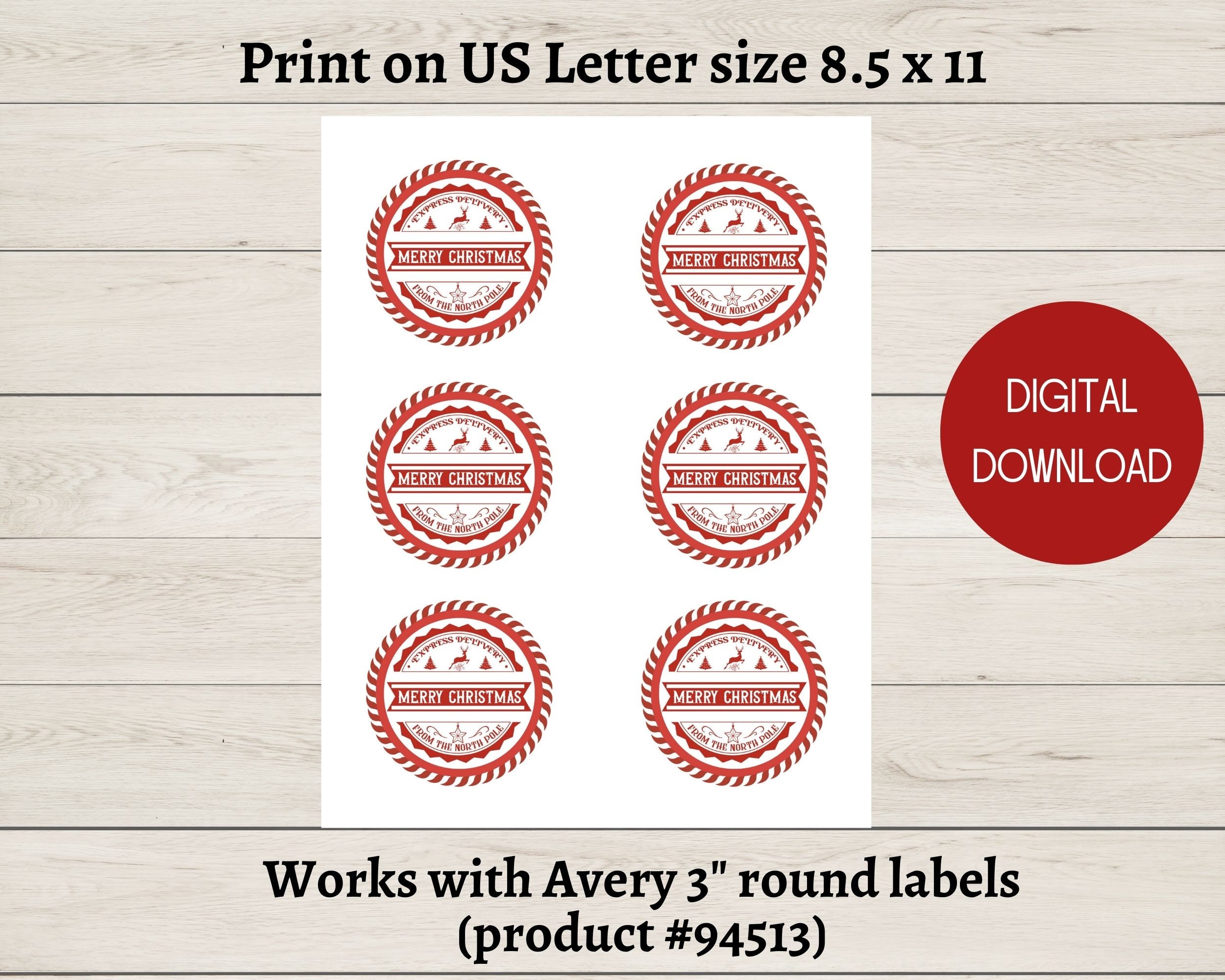 Printable Christmas Gift Tag | Gift Label | 3" Gift Label | Printable ...