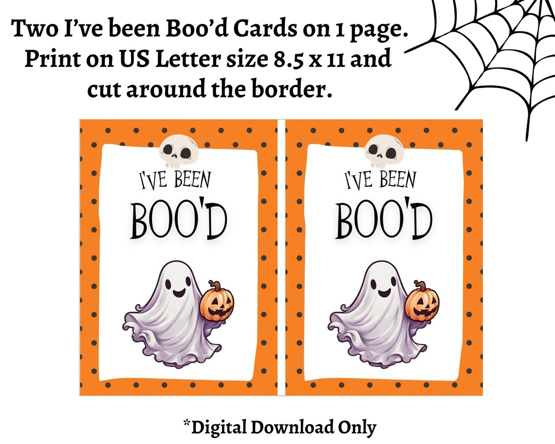 You've Been Boo'd Card, Ive Been Bood Sign, Boo Your Friends, Halloween ...