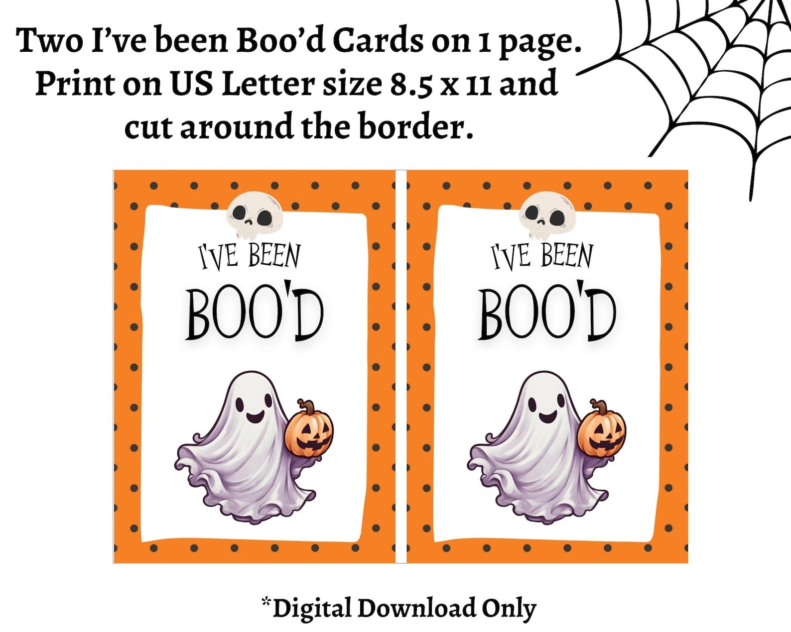 You've Been Boo'd Card, Ive Been Bood Sign, Boo Your Friends, Halloween ...