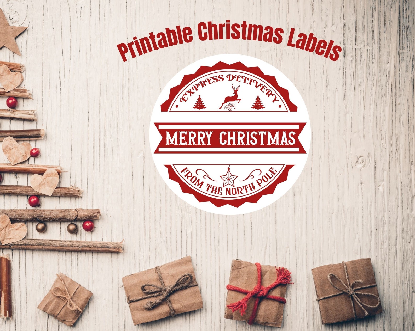 Printable Christmas Gift Tag | Gift Label | 3" Gift Label | Printable ...