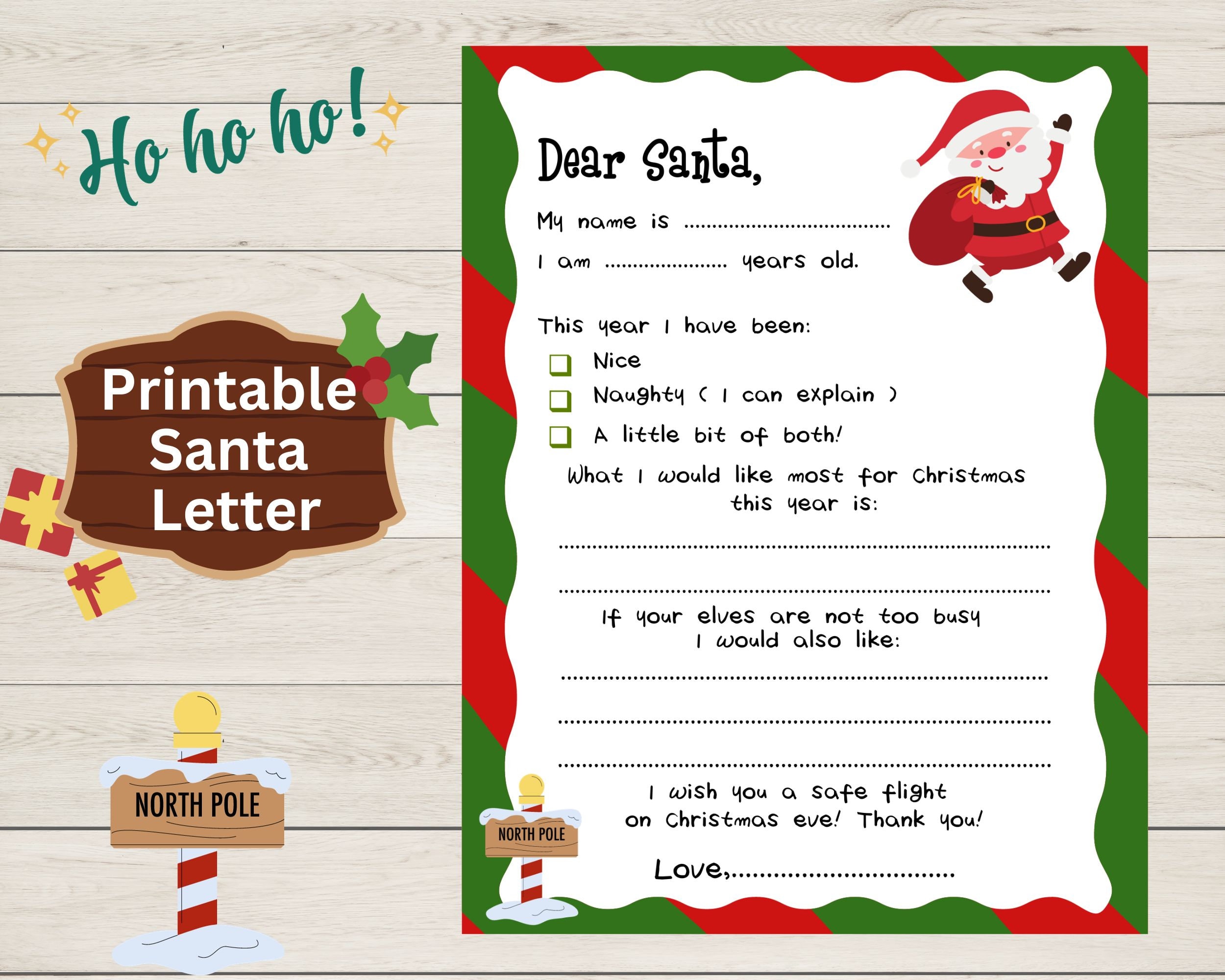Santa Letter Fillable, Letter to Santa, Dear Santa, Printable Letter to ...