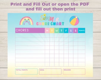 Summer Chore Chart, Summer Checklist, Reward Chart, Chores, Popsicle ...