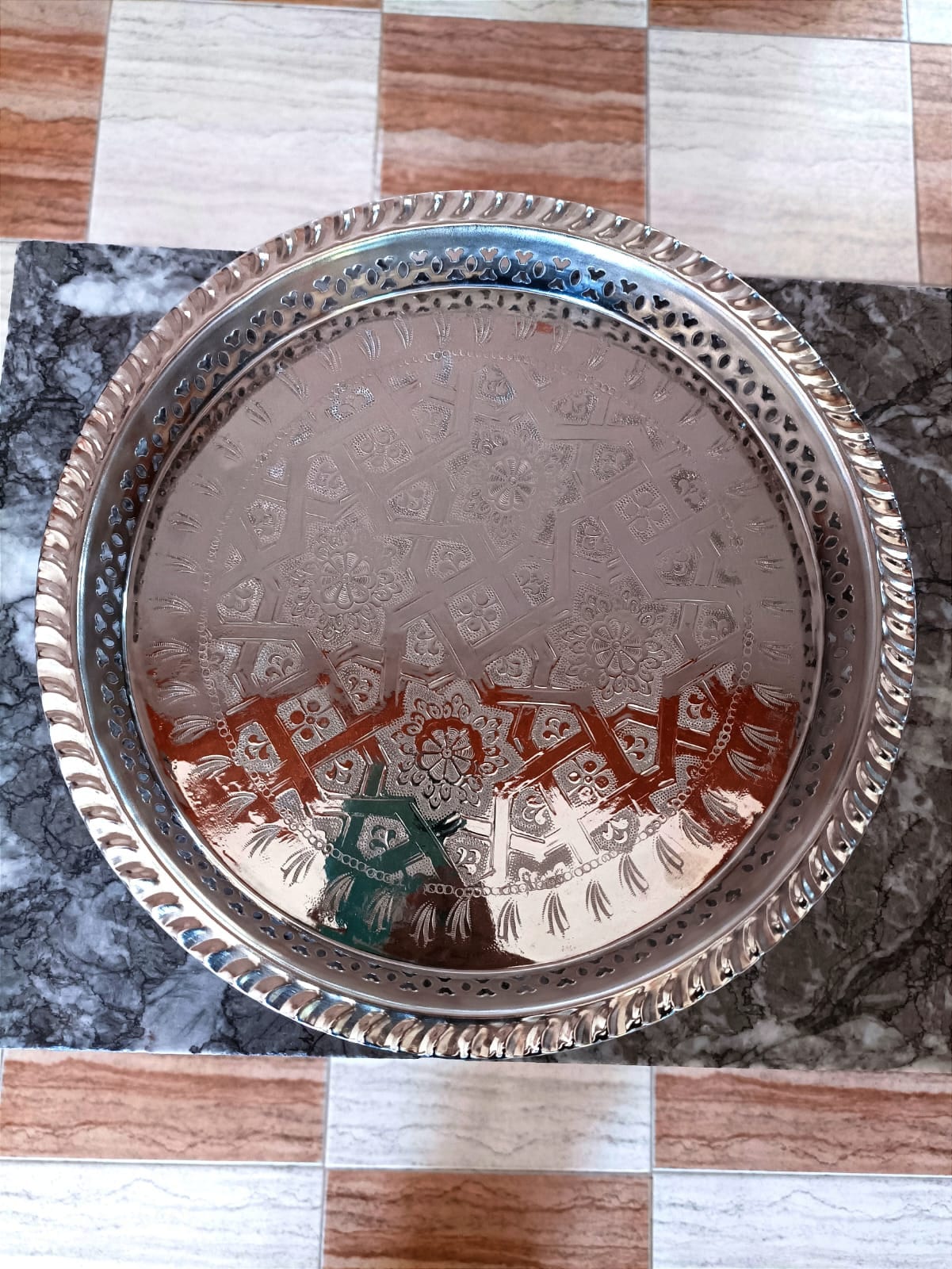 Handmade Moroccan Silver Tea Service Tray, Moroccan Craftsmanship - Etsy