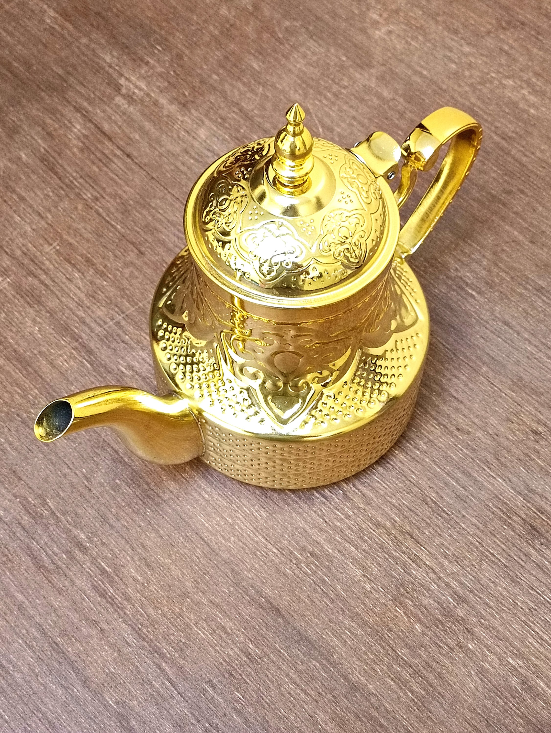 Moroccan Teapot Handmade in Golden Stainless Steel, Masterpiece of ...