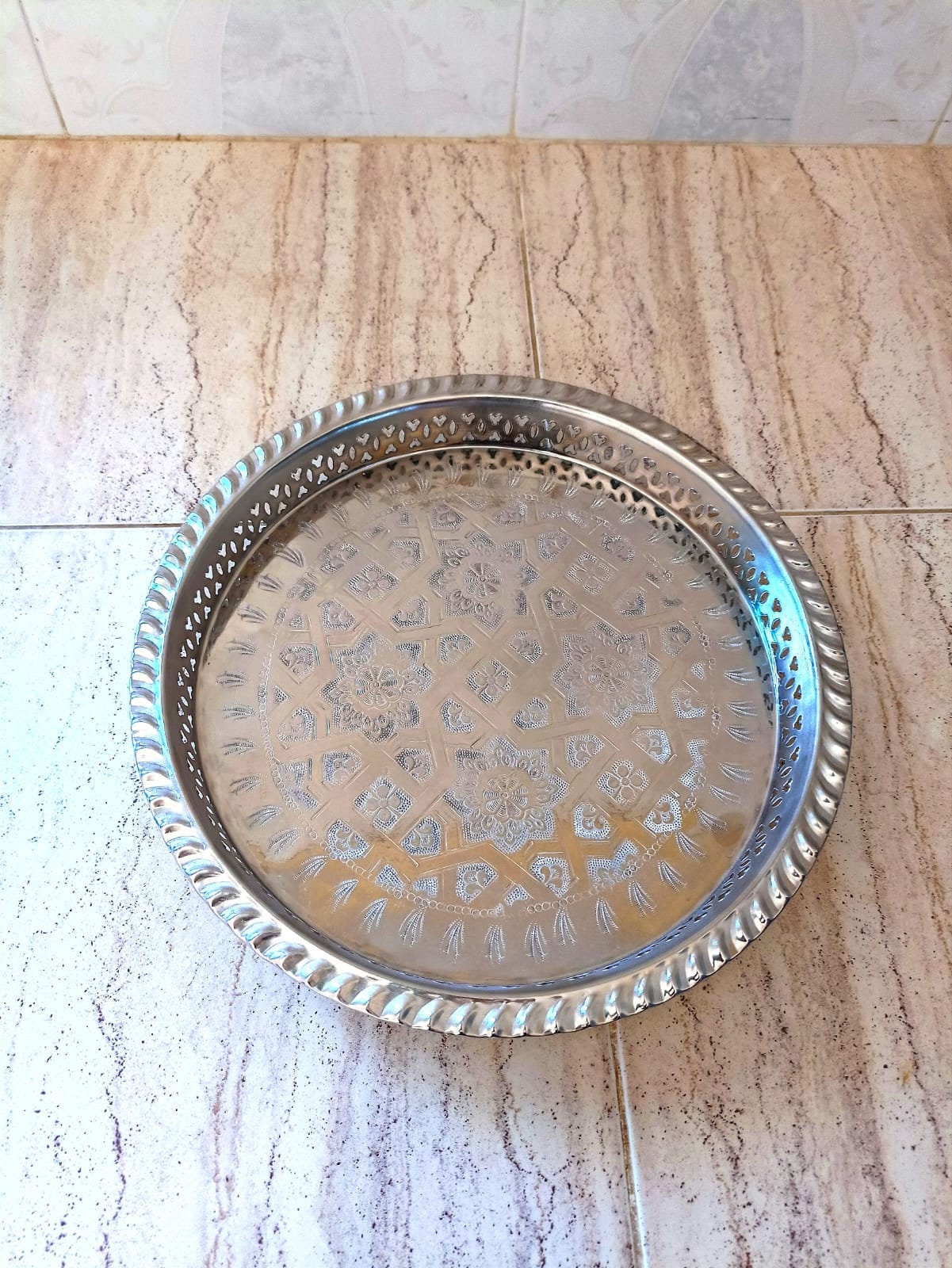 Handmade Moroccan Silver Tea Service Tray, Moroccan Craftsmanship - Etsy