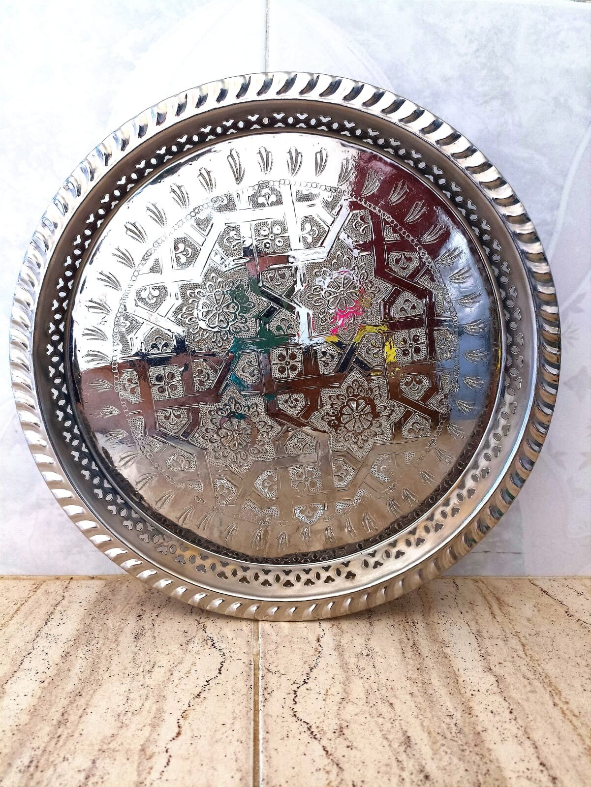 Handmade Moroccan Silver Tea Service Tray, Moroccan Craftsmanship - Etsy