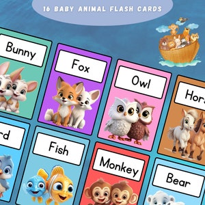 NOAH'S ARK ANIMAL Printable Flash Cards • 16 Animals • Flash Cards Pdf ...