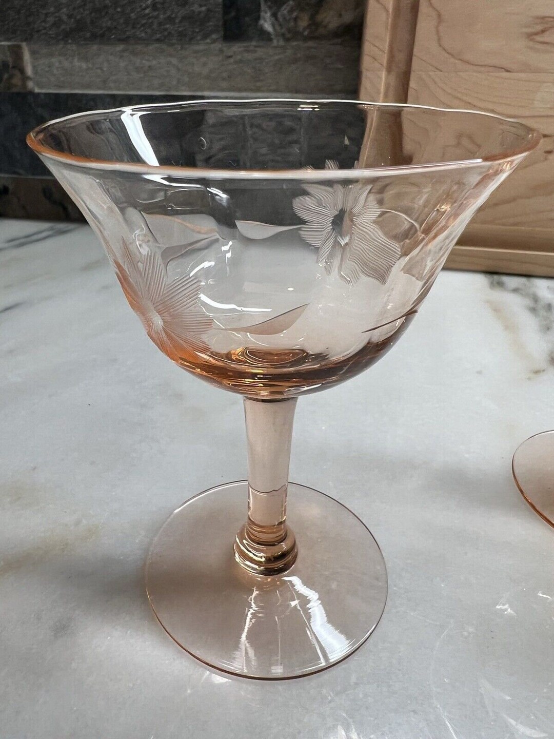 Pink Depression Glass Etched Fluted Cordial Glasses - Etsy