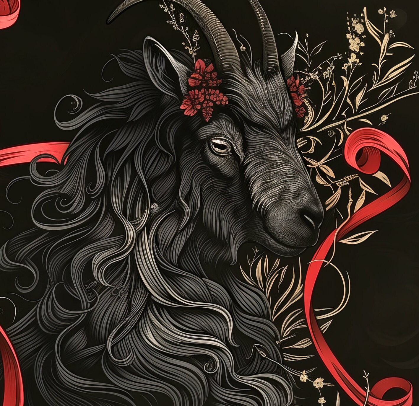 Black Phillip Goat the Witch Wall Art Print, Dark Moody Spooky Gothic ...