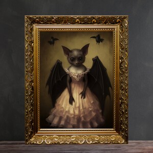 Gothic Bat in Dress, Art Print, Vintage Poster, Art Poster Print, Home ...