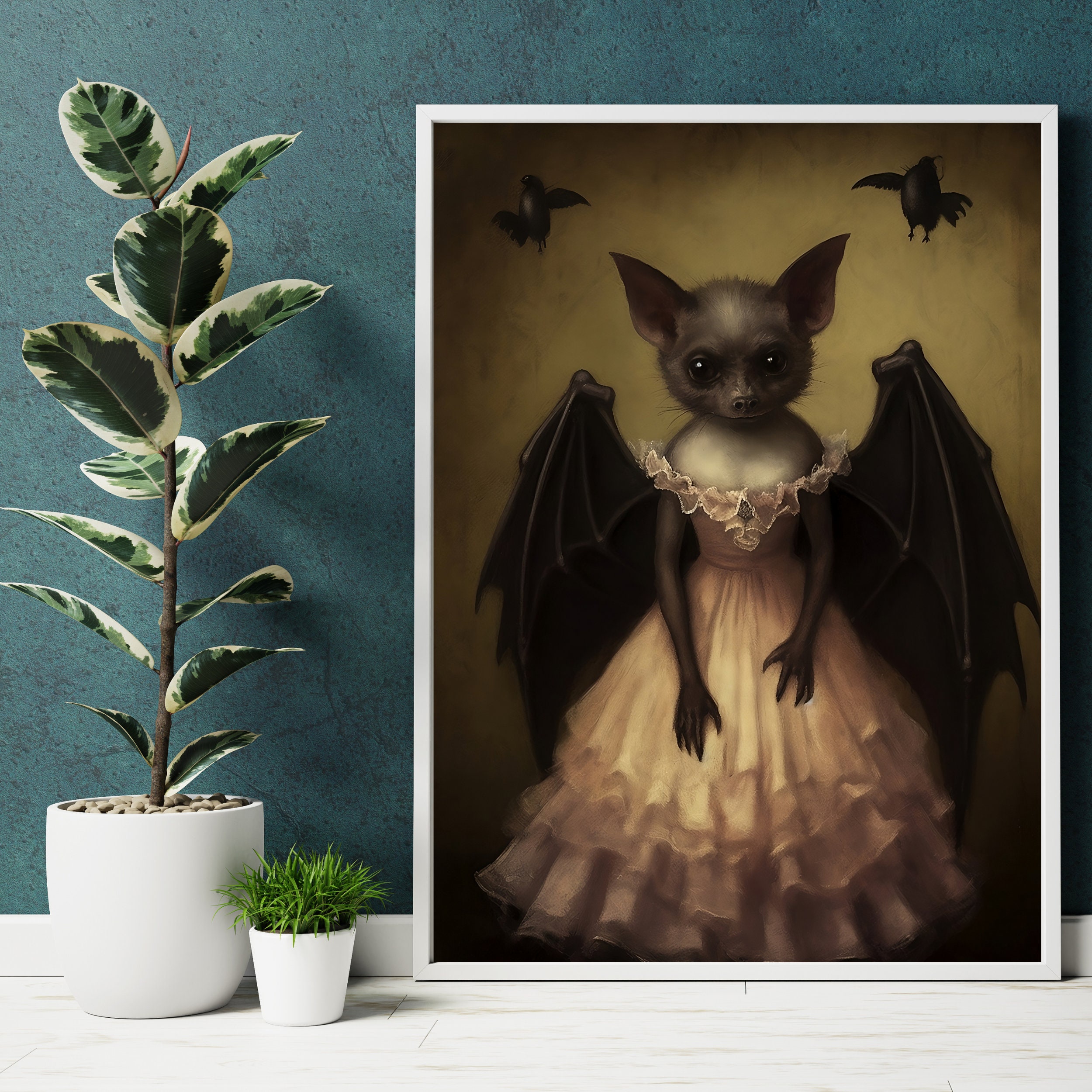 Gothic Bat in Dress, Art Print, Vintage Poster, Art Poster Print, Home ...