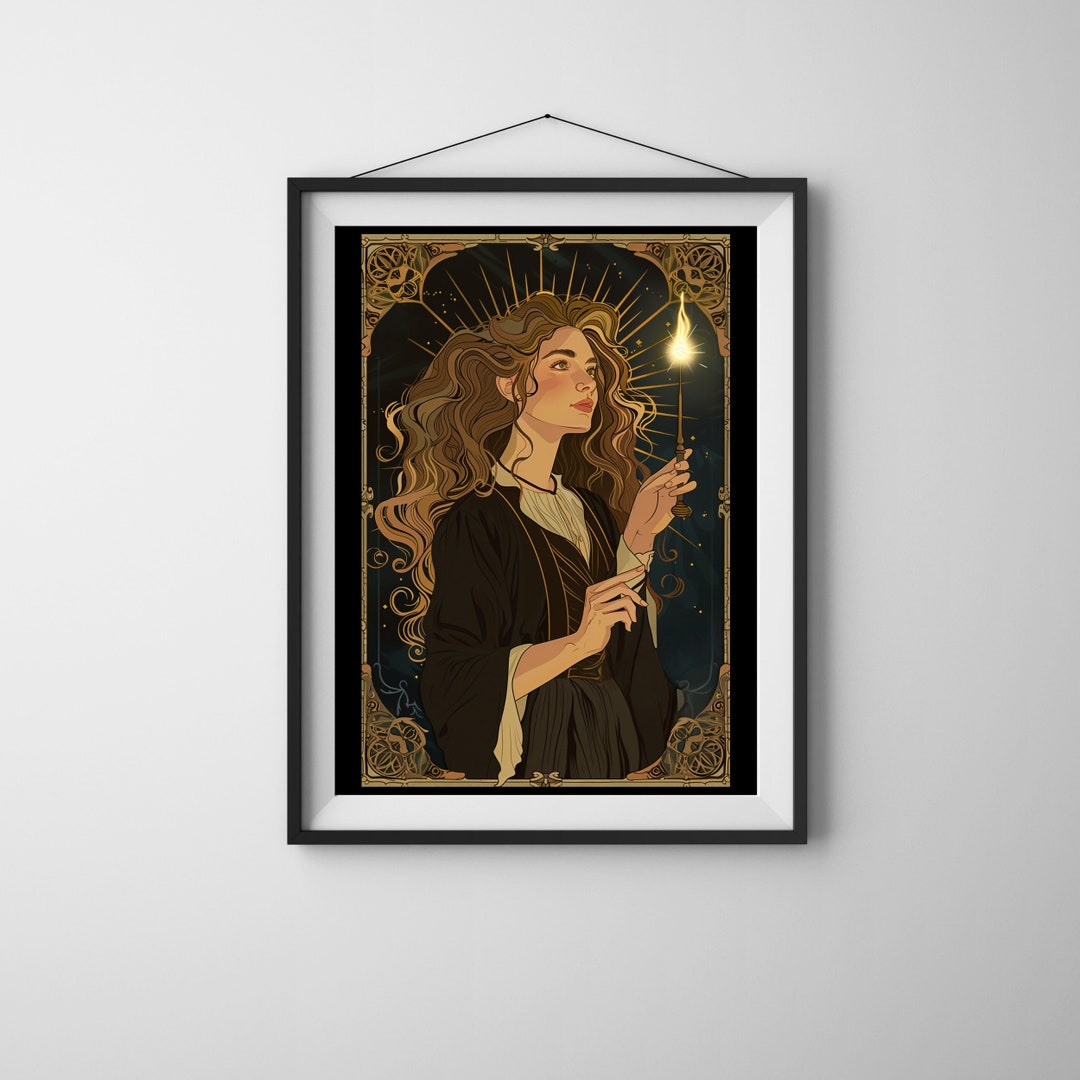 Art Nouveau Magical Bright Witch Painting Art Print, Vintage Painting ...