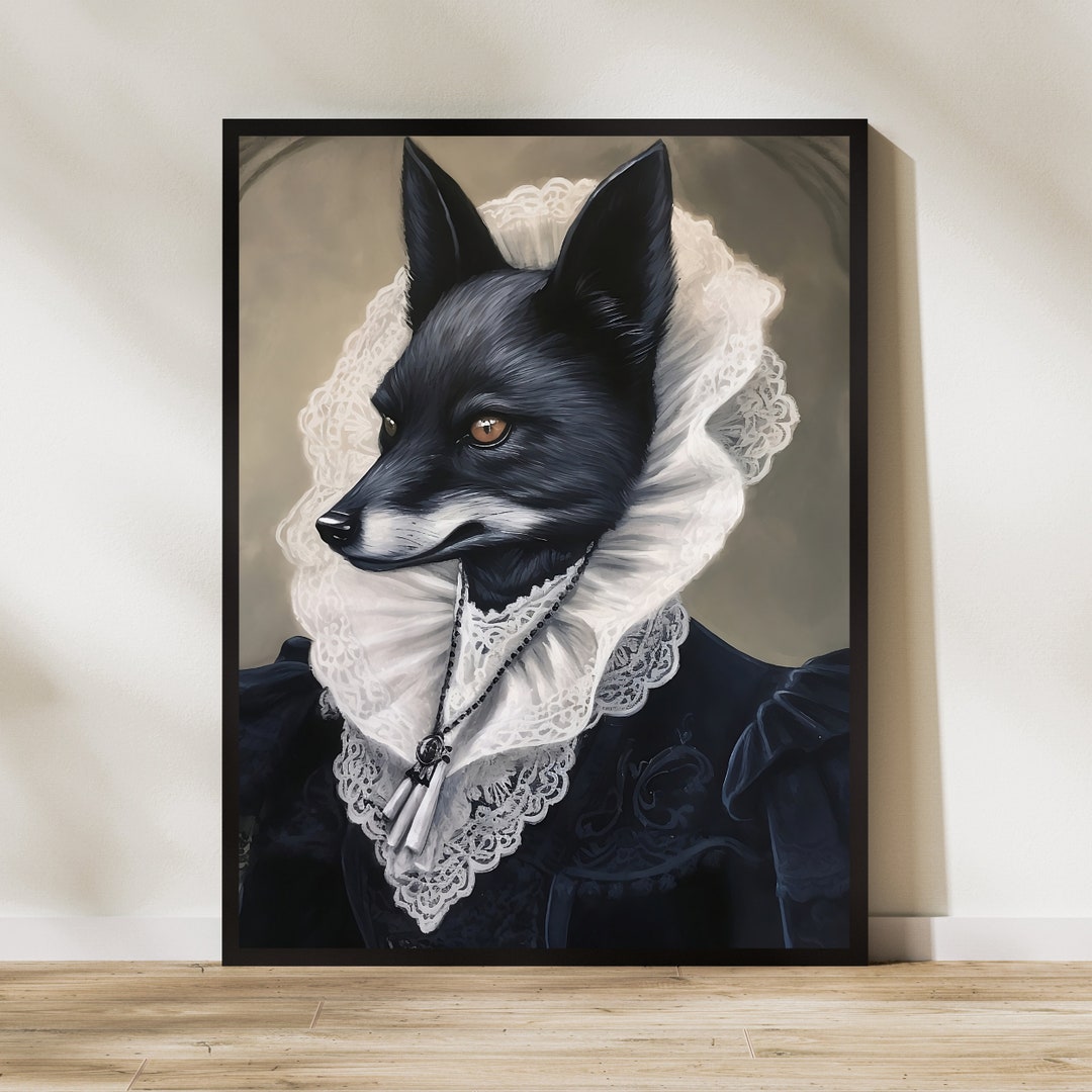 Gothic Fox in Dress, Art Print, Vintage Poster, Art Poster Print, Home ...