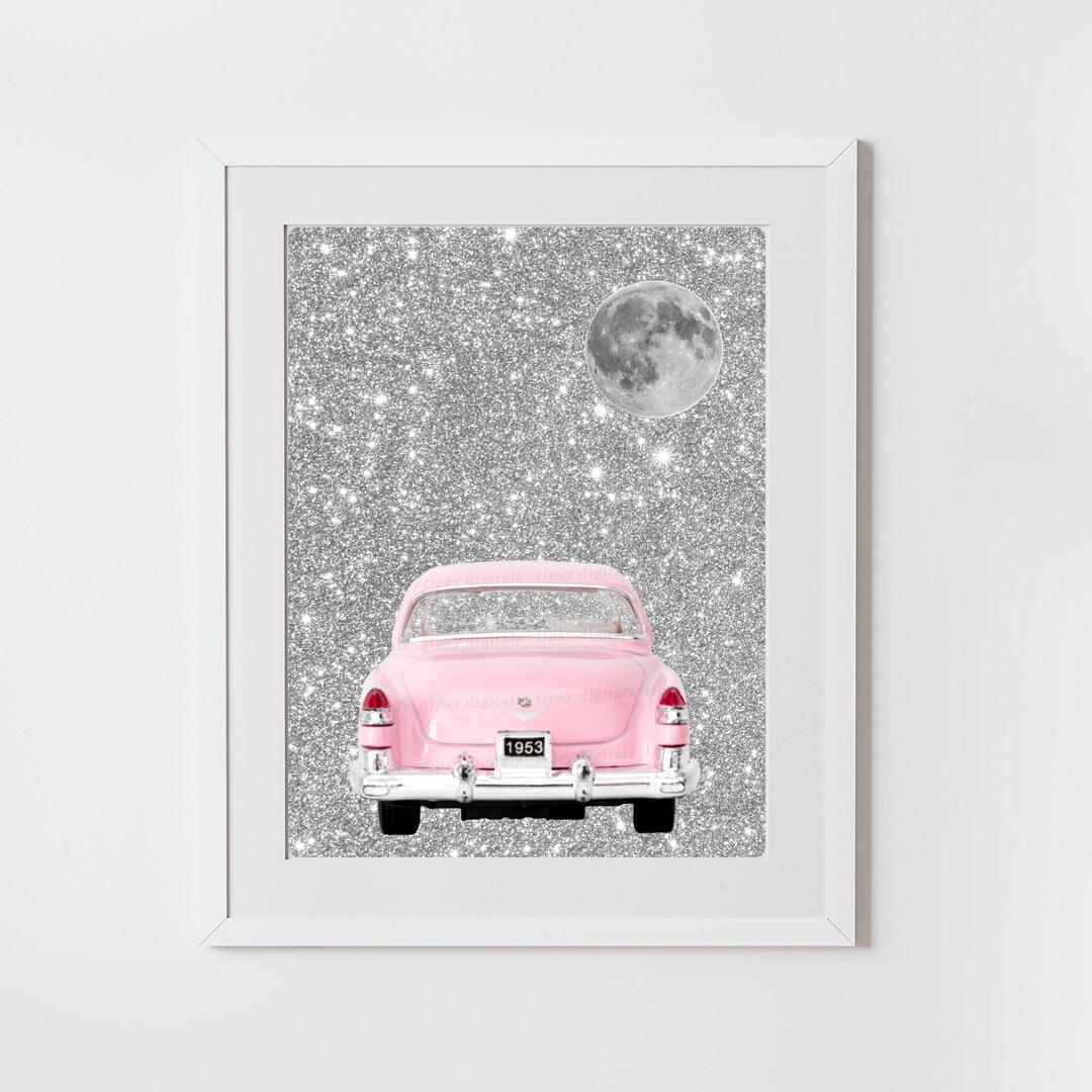 Pink Retro Car Printable Poster Aesthetic & Trendy Apartment Decor ...