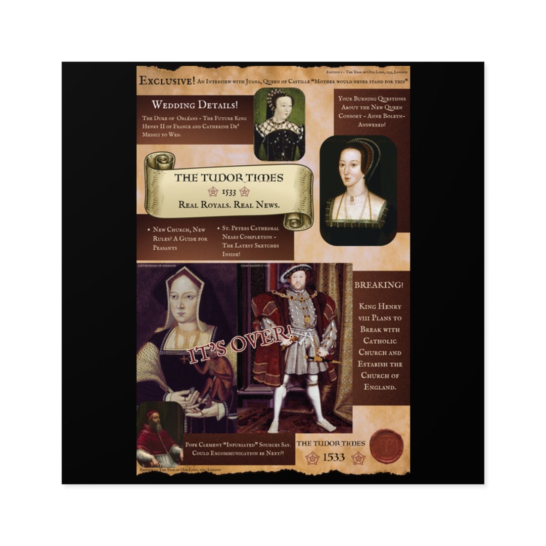 The Tudor Times Sticker - a Tudor History Tabloid - Square Stickers ...
