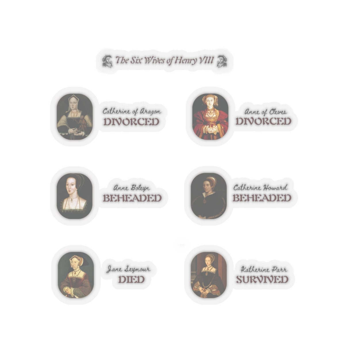The Wives of Henry VIII the Six Stickers - Etsy