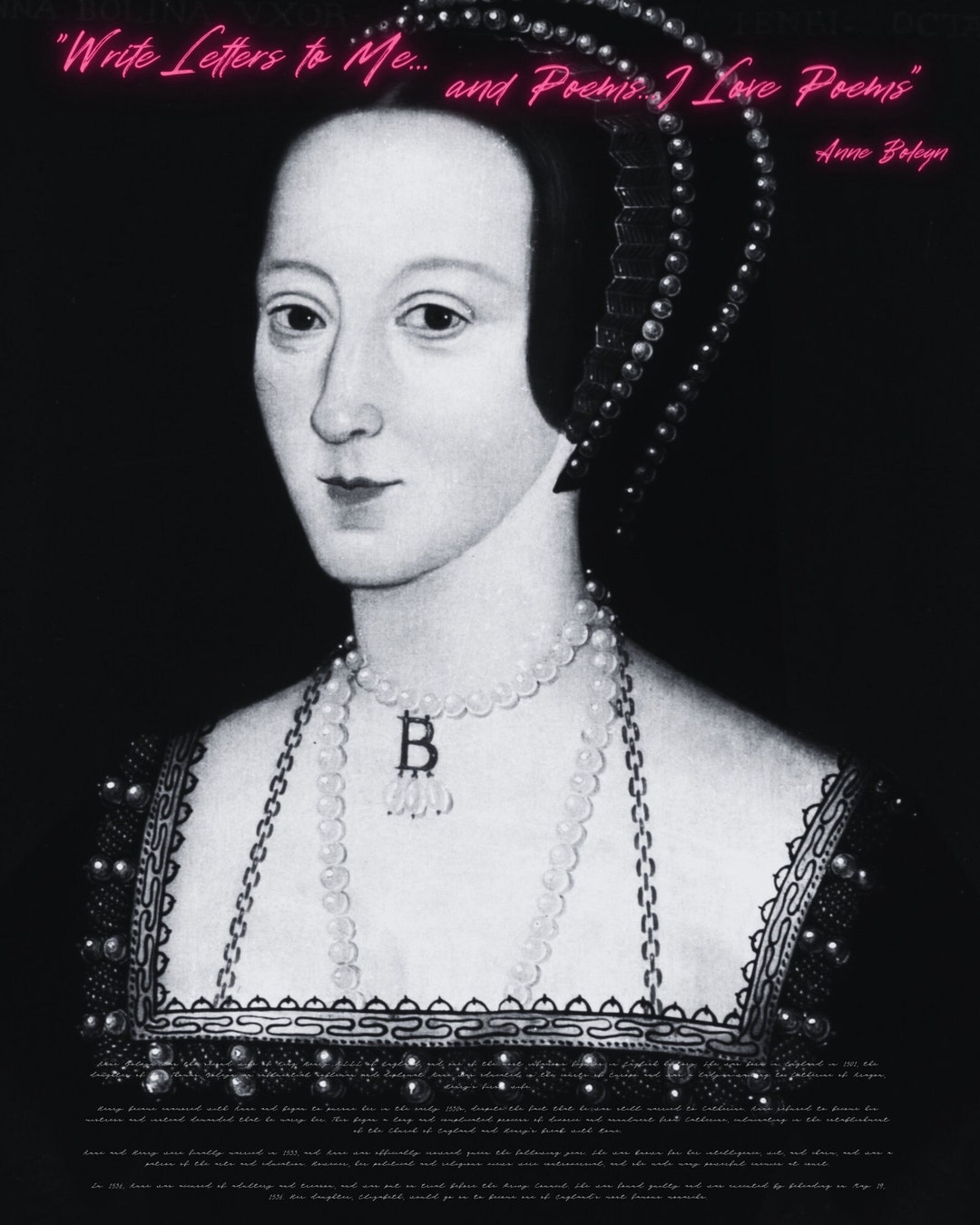 Anne Boleyn Art Print Featuring Quote and Biography - Etsy UK