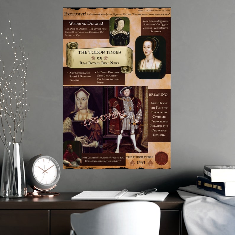 The Tudor Times Poster Featuring Catherine of Aragon, King Henry VIII ...