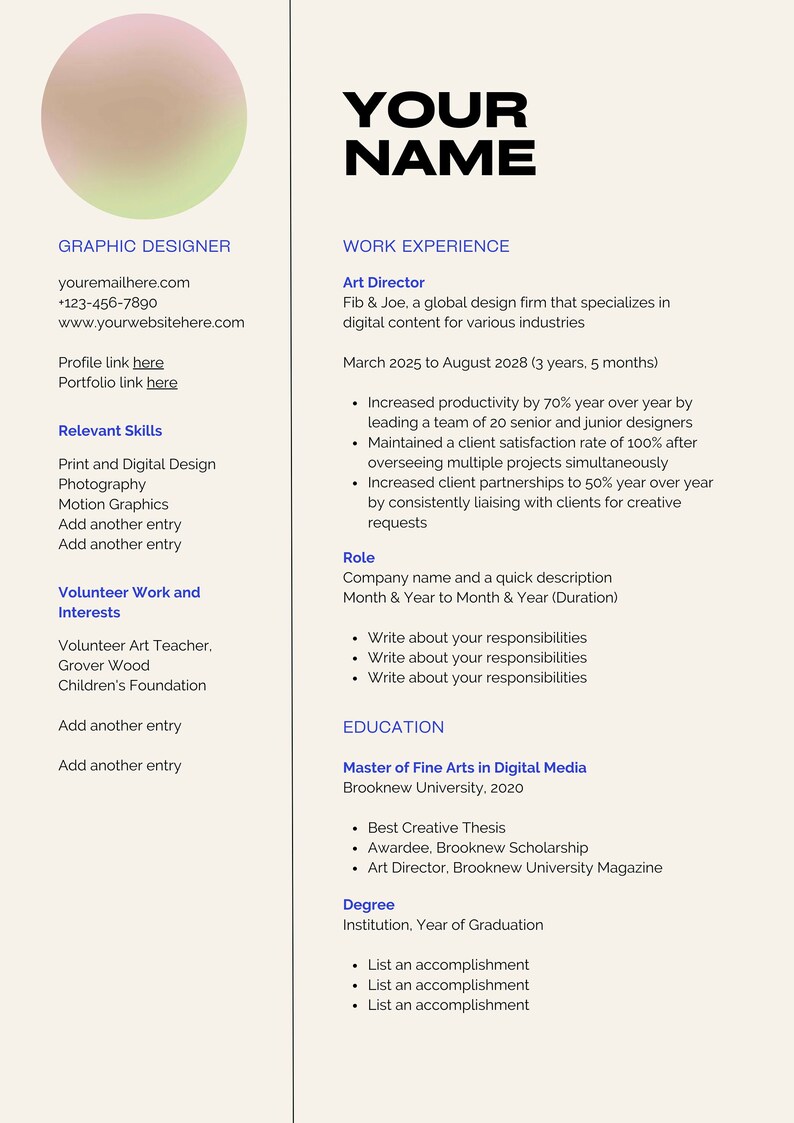 Aesthetic Professional Editable Resume Template Beige Neon Pink Green ...