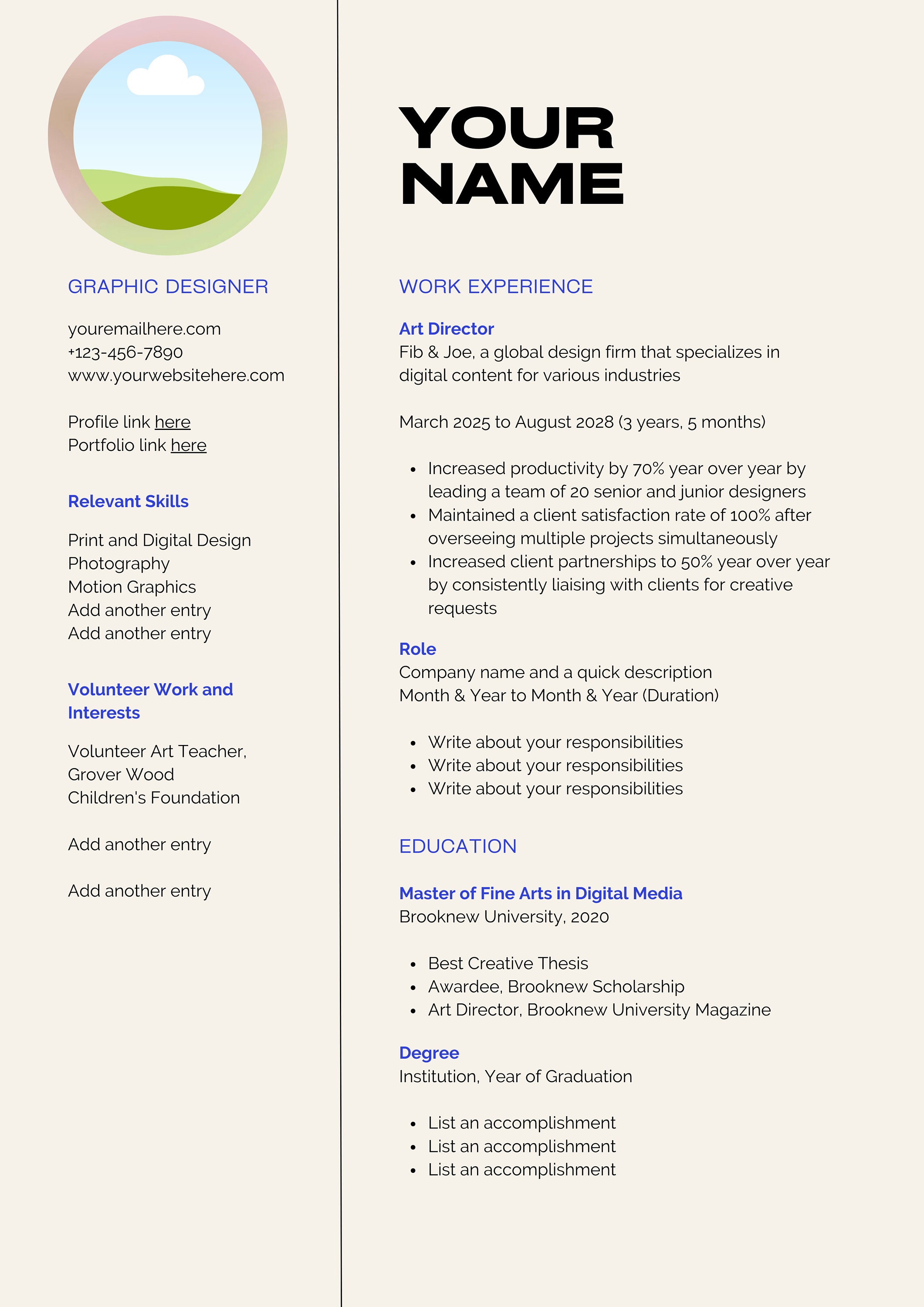 Aesthetic Professional Editable Resume Template Beige Neon Pink Green ...