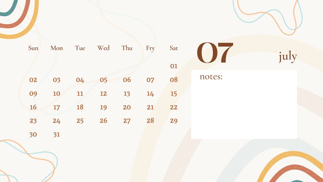 2023 Boho Monthly Calendar July to December Half Year Digital Wallpaper ...