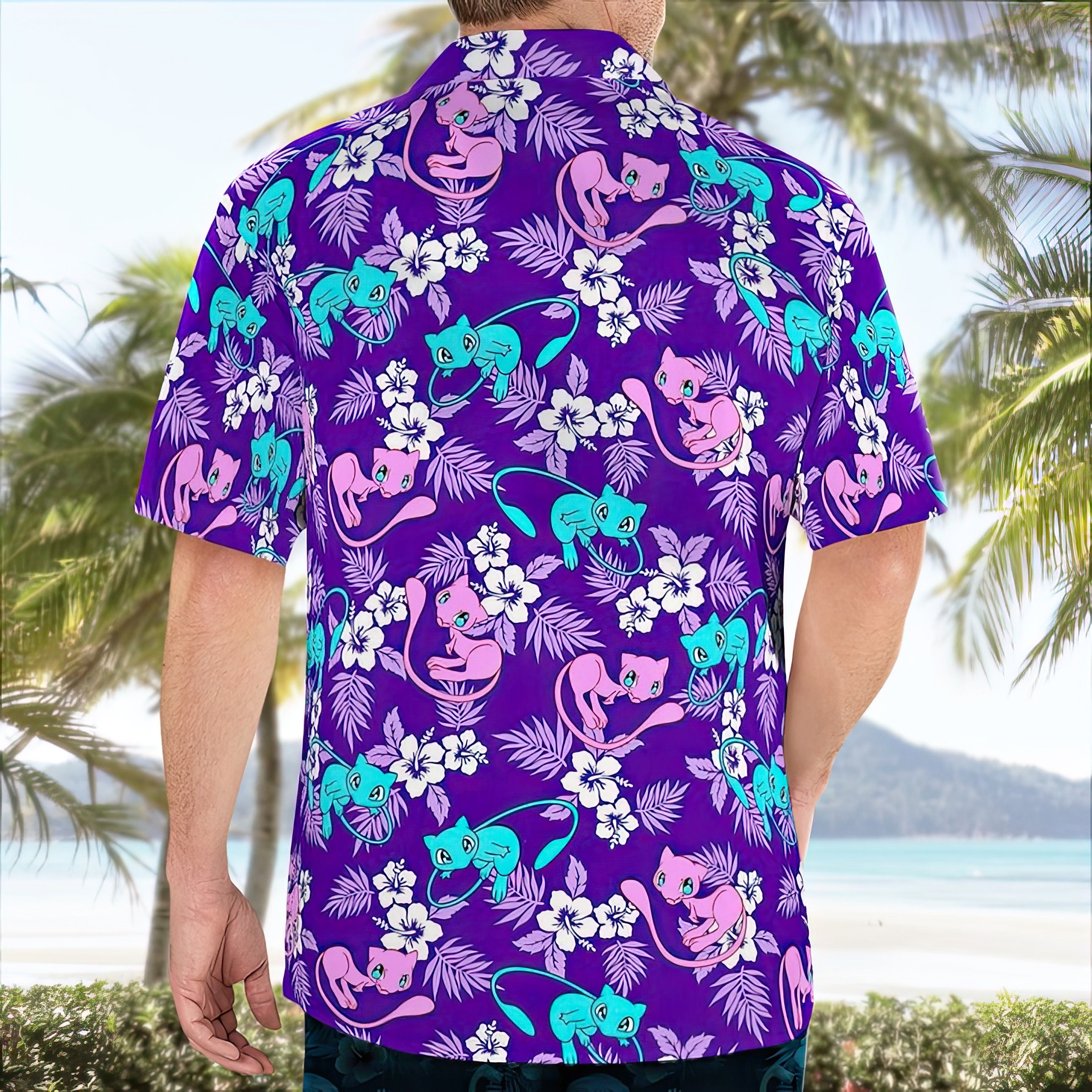 Mew Tropical Hawaiian Shirt, Soft Hawaii Shirt, 3D Hawaiian Aloha Shirt ...