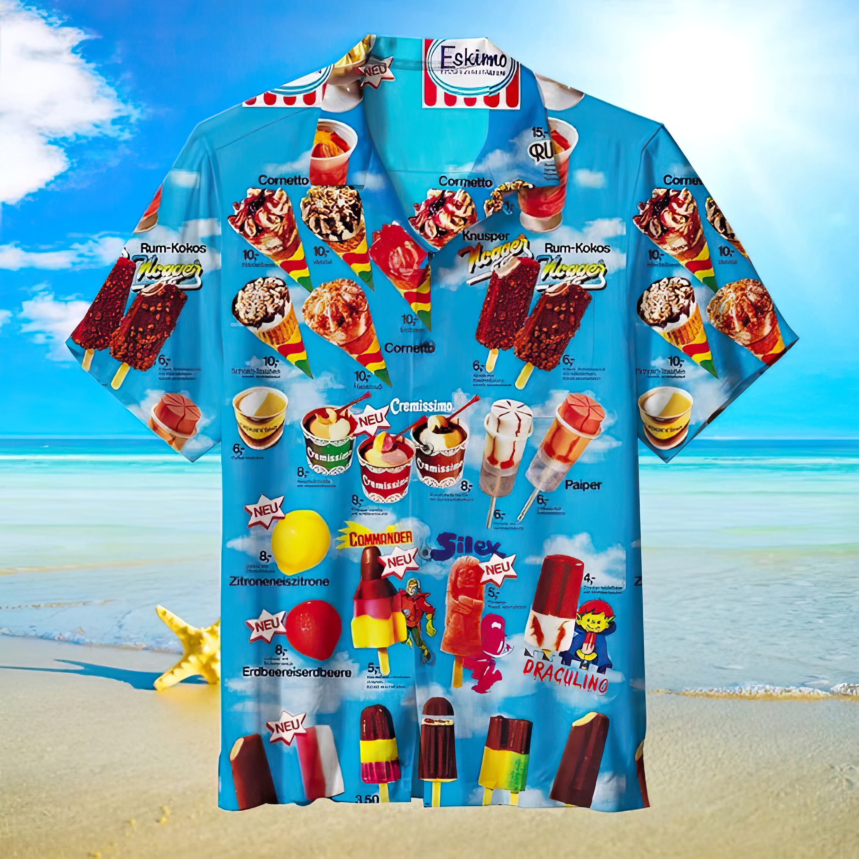 Ice Cream Shirts For Men 3d Printed Men's Hawaiian Shirt, Ice Cream ...