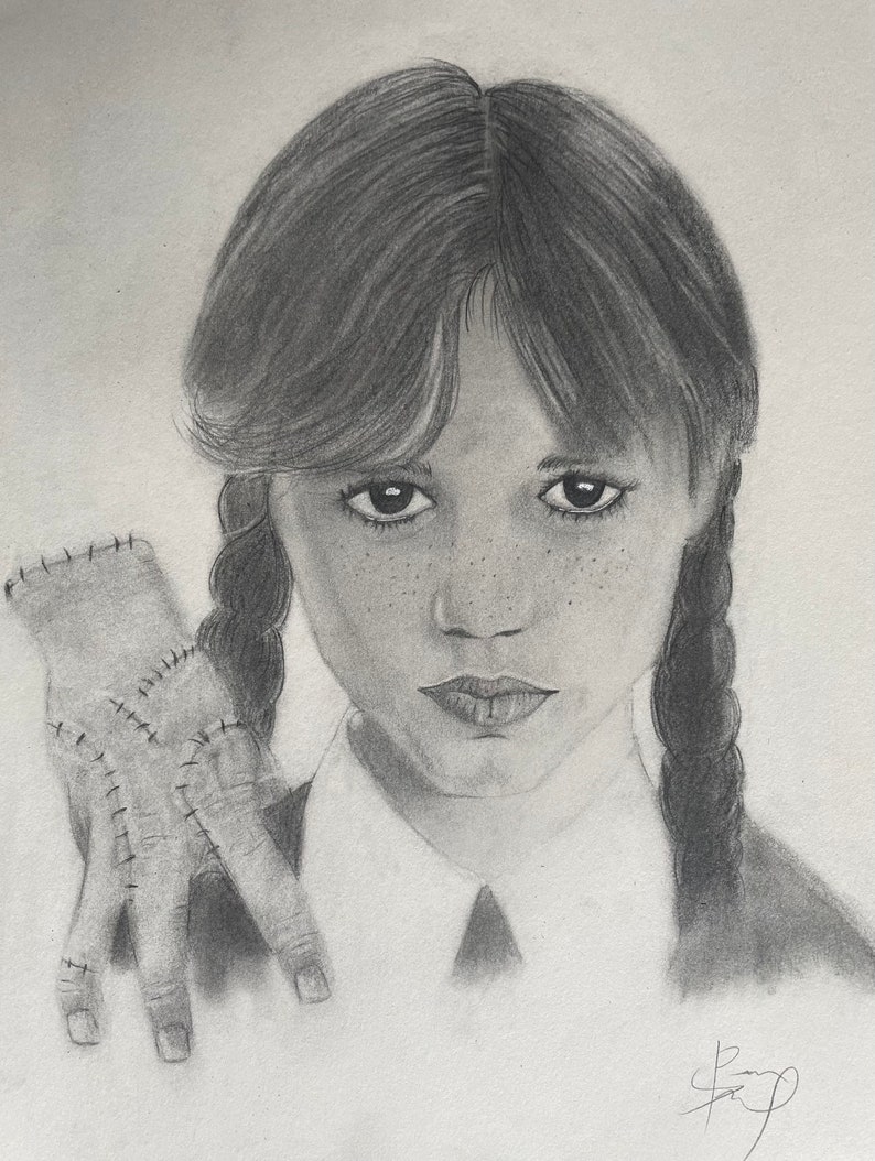 Wednesday Addams Jenna Ortega Original Pencil Drawing Addams - Etsy